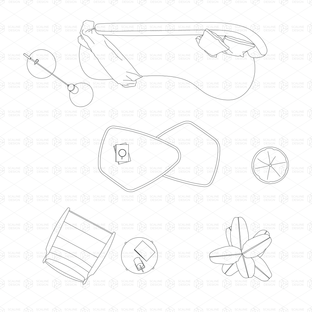 CAD & Vector Living room and decoration - Architectural drawings ...