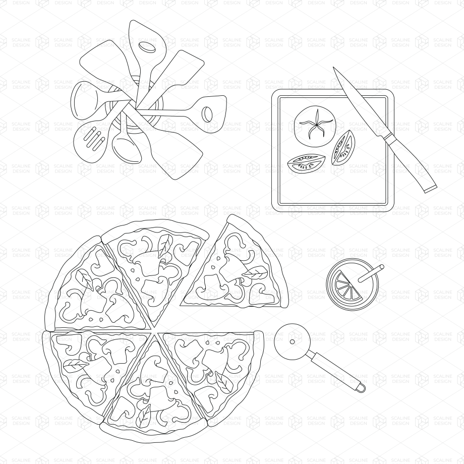 CAD & Vector Kitchen and food - Architectural drawings & illustrations