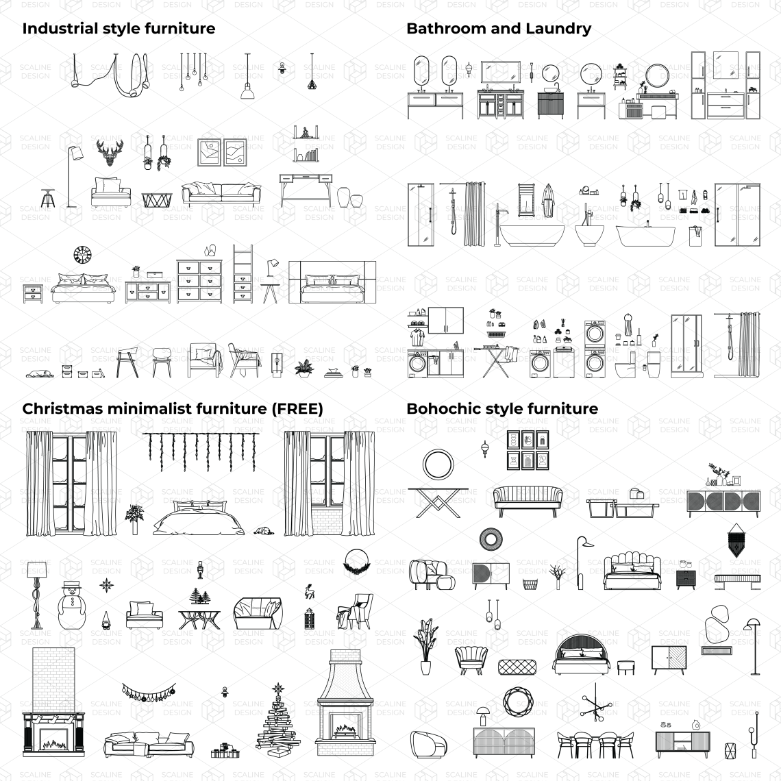 CAD & Vector Mega Pack home style furniture (elevation) - Architectural ...