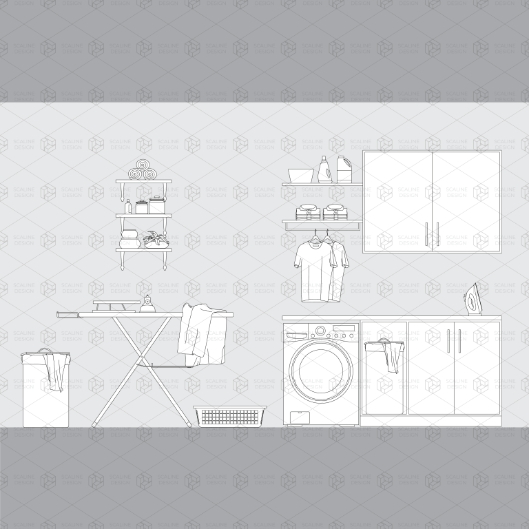 CAD & Vector Bathroom and Laundry furniture (elevation) - Architectural ...