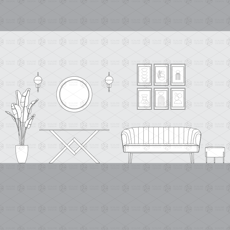 CAD & Vector Boho Chic style home decor elevation - Architectural ...
