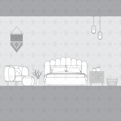 CAD & Vector Boho Chic style home decor elevation - Architectural ...