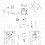 CAD & Vector Autumn and halloween decoration - Architectural drawings ...