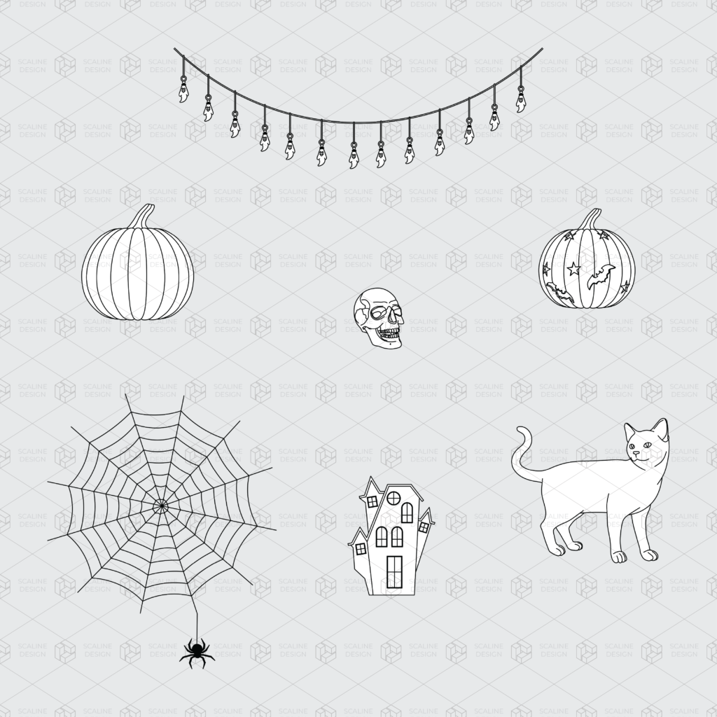CAD & Vector Autumn and halloween decoration - Architectural drawings ...