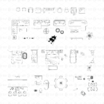 CAD & Vector Home interior furniture top view - Architectural drawings ...