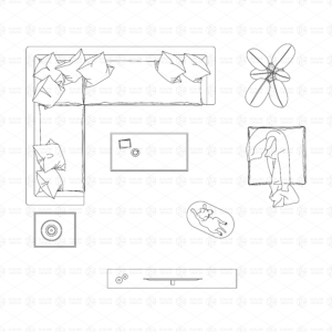 CAD & Vector Home interior furniture top view - Architectural drawings ...
