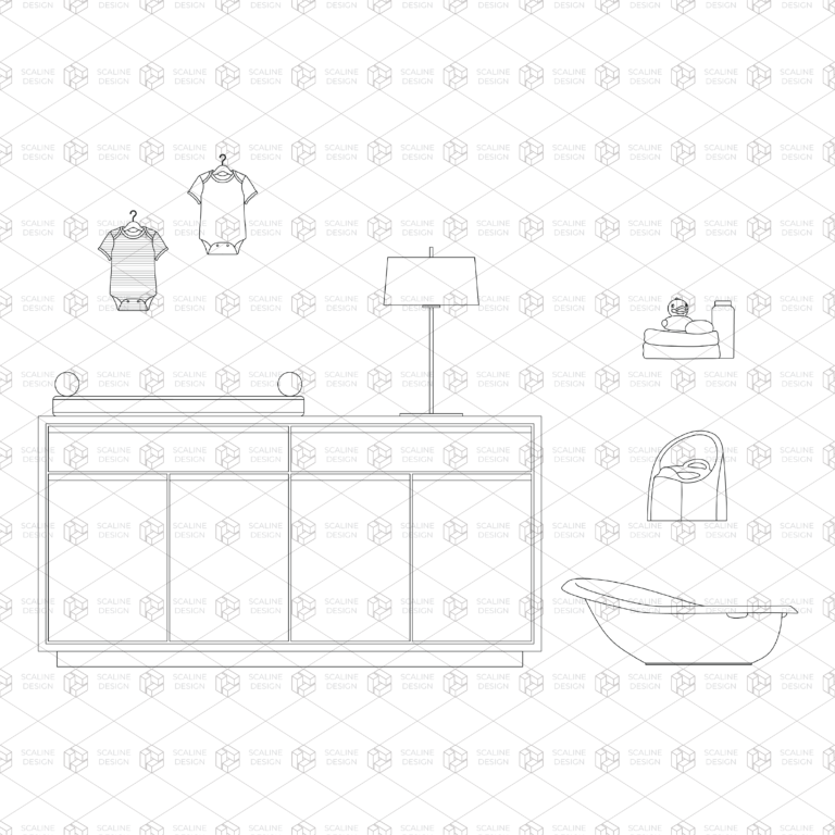 CAD & Vector Baby and Toddler furniture elevation - Architectural ...