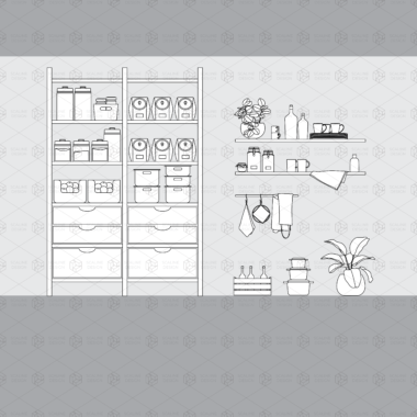 CAD & Vector Kitchen - pantry appliances and decoration (elevation ...