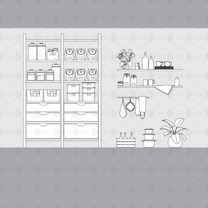 CAD & Vector Kitchen - pantry appliances and decoration (elevation ...
