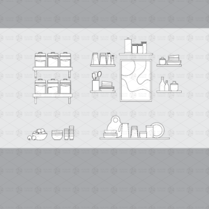 CAD & Vector Kitchen - pantry appliances and decoration (elevation ...