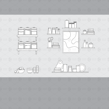 CAD & Vector Kitchen - pantry appliances and decoration (elevation ...