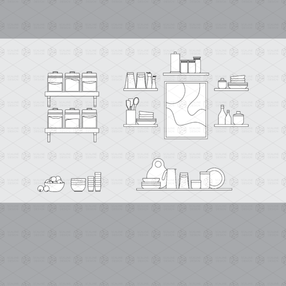 CAD & Vector Kitchen - pantry appliances and decoration (elevation ...