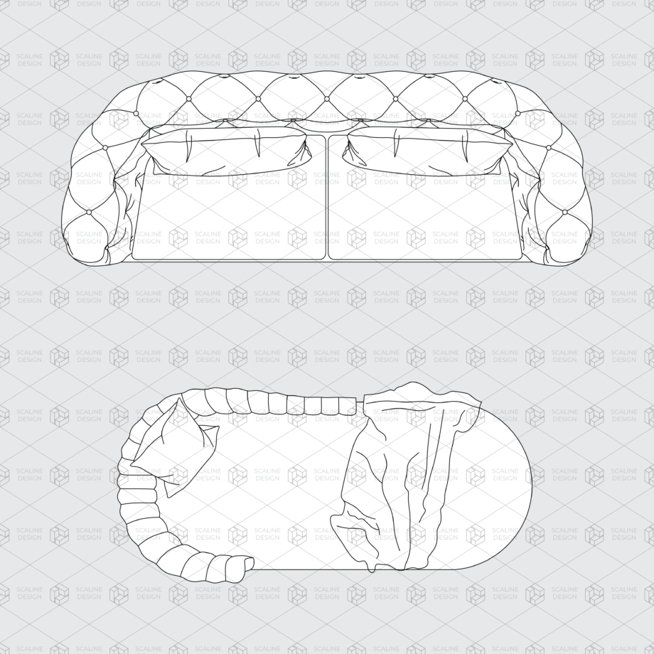 CAD & Vector Sofa and chair furniture top view - Architectural drawings ...