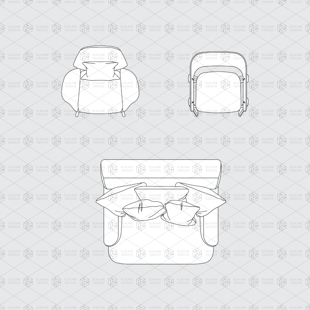 CAD & Vector Sofa and chair furniture top view - Architectural drawings ...