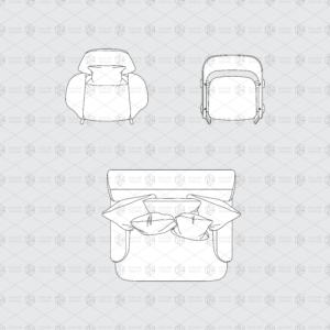 CAD & Vector Sofa and chair furniture top view - Architectural drawings ...
