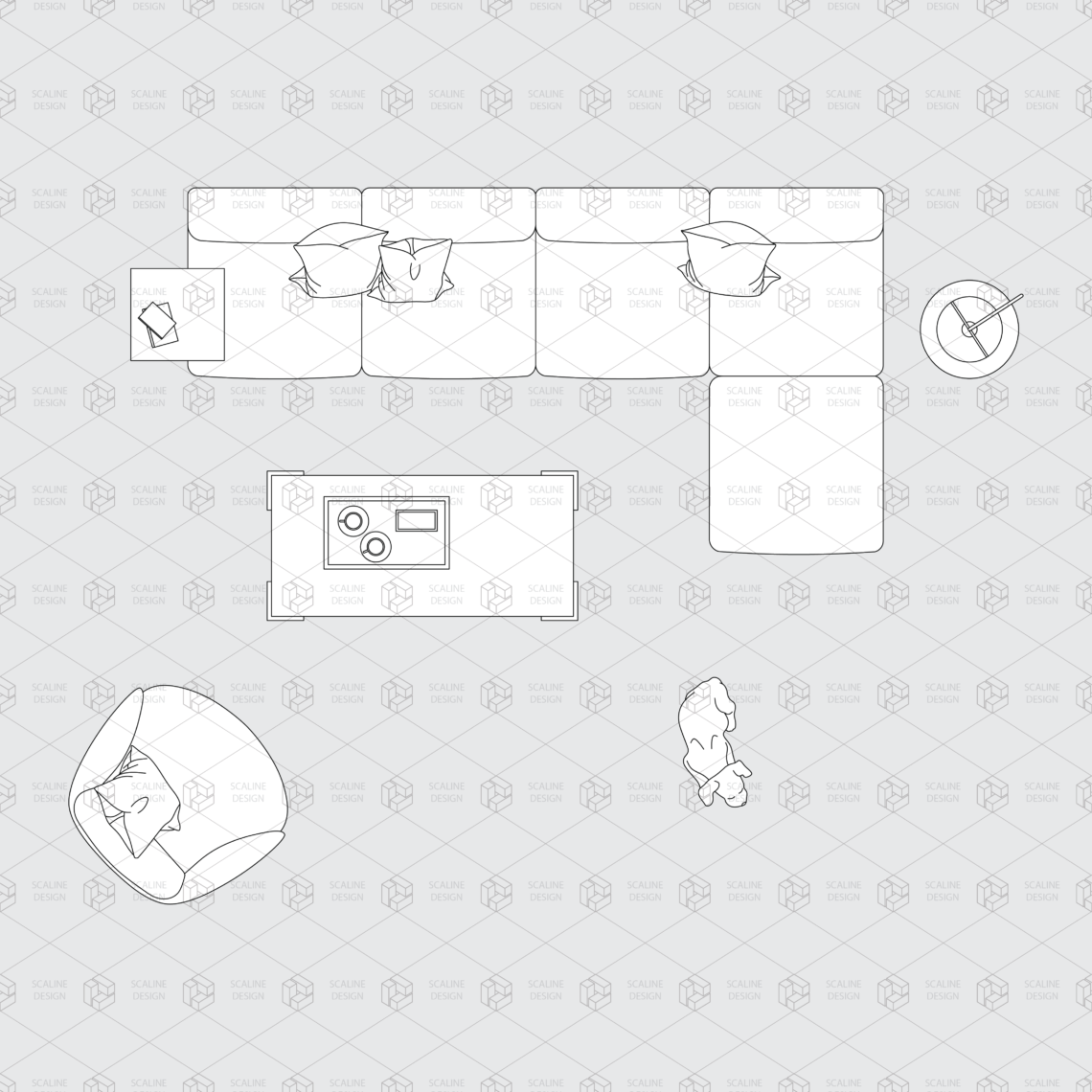 CAD & Vector Lounge furniture sofa top view - Architectural drawings ...