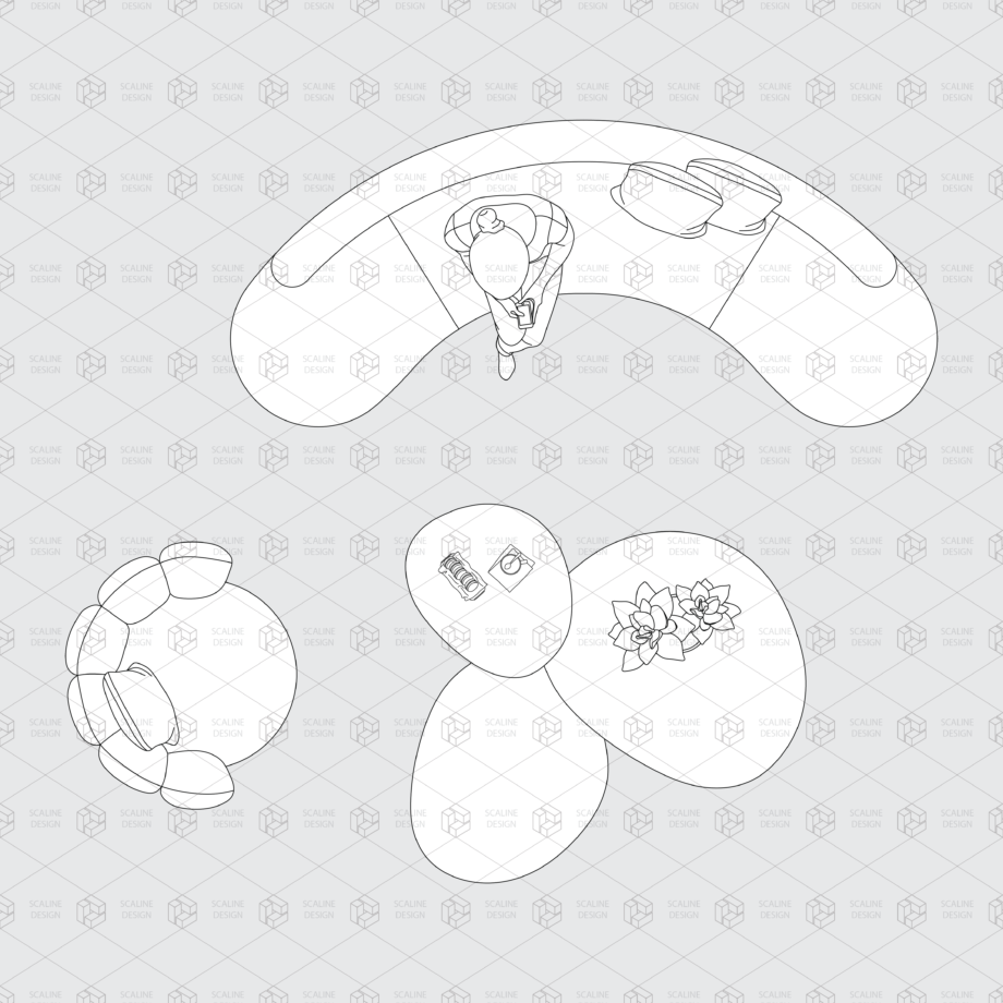 CAD & Vector Lounge furniture sofa top view - Architectural drawings ...